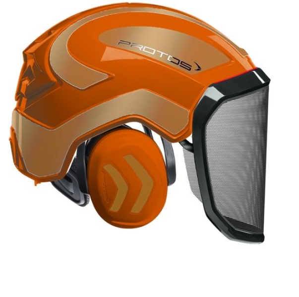 Casque forestier Integral Forest Protos® - Coloris orange et or | KING VERT