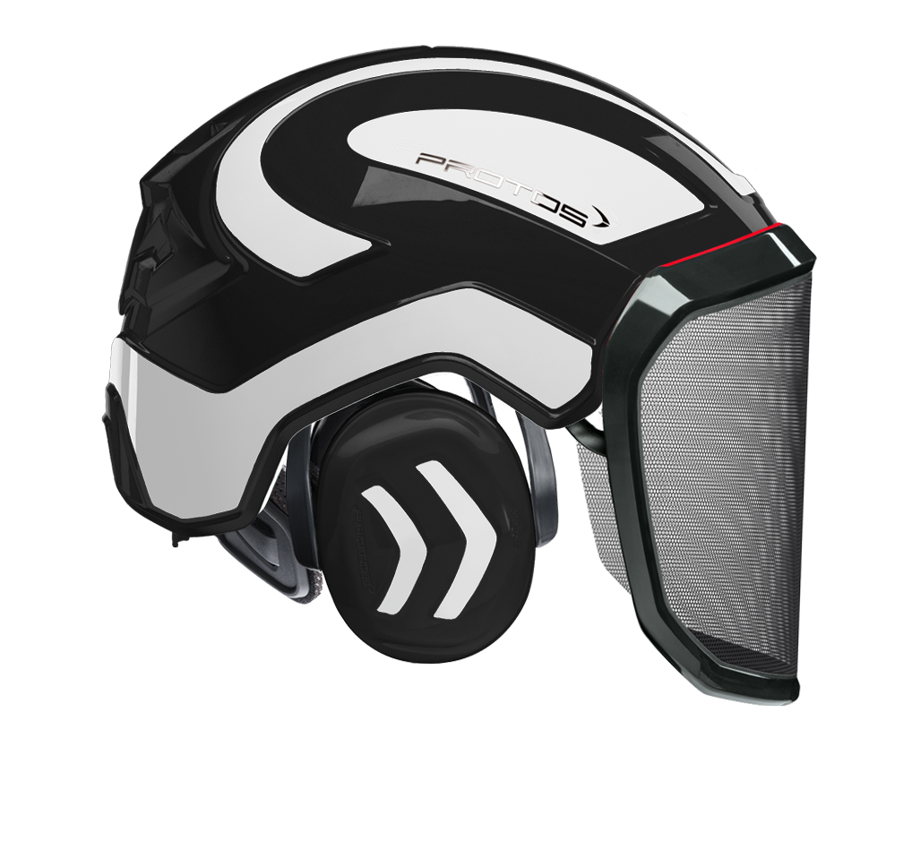 Casque forestier Integral Forest Protos® - Coloris noir et blanc | KING VERT